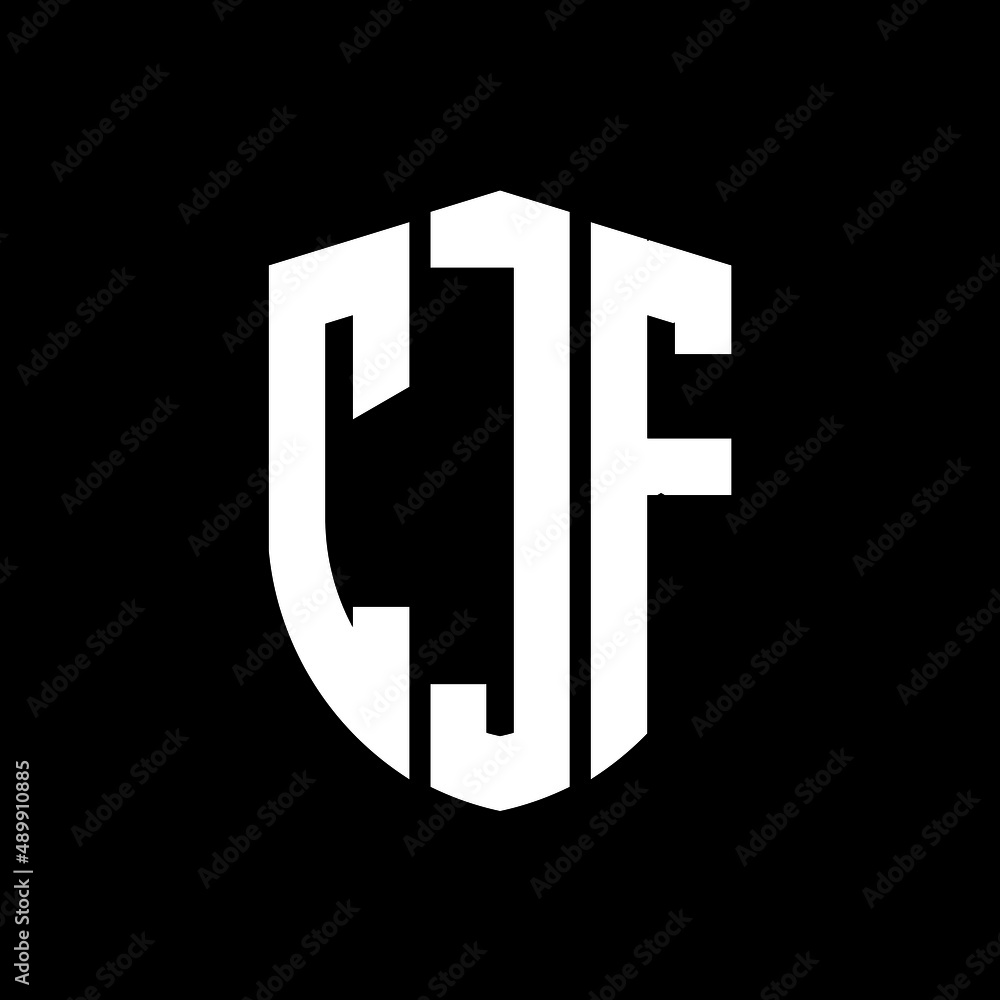 CJF letter logo design. CJF modern letter logo with black background ...