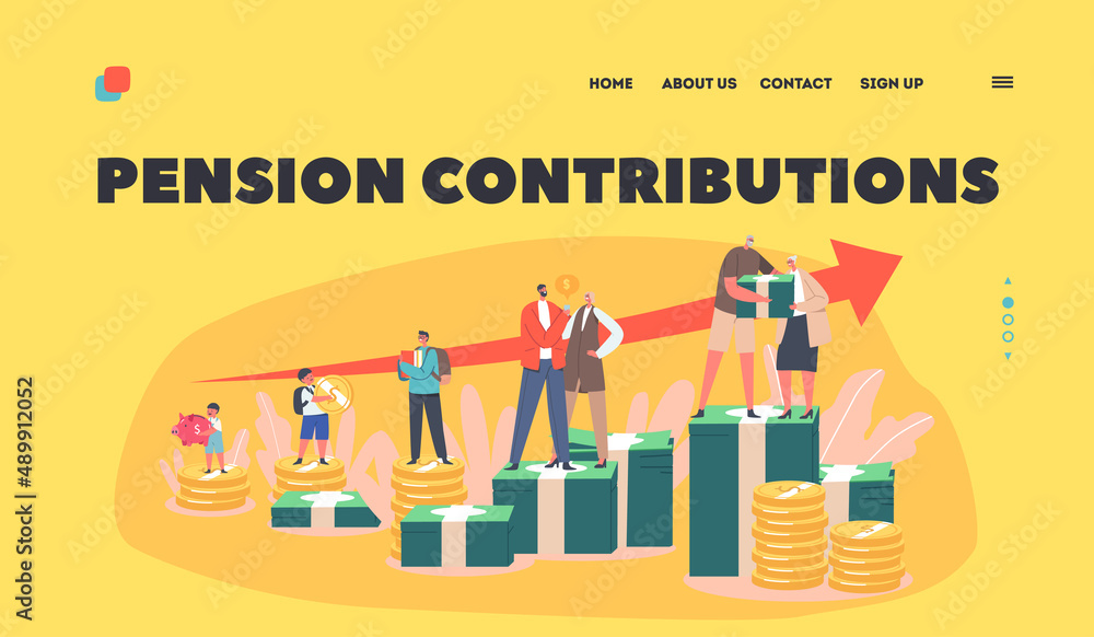 Pension Contributions Landing Page Template. Retirement Profit. Kid ...