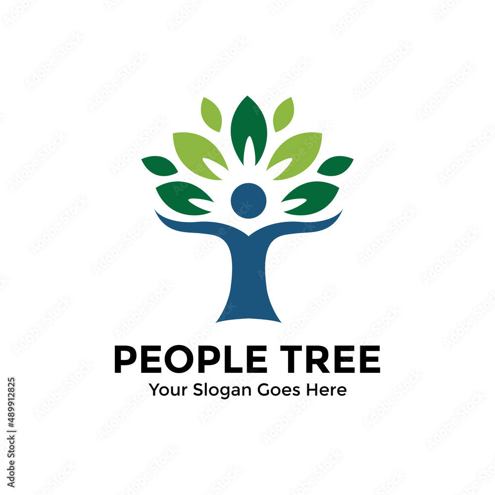 people tree logo design vector illustration Stock Vector | Adobe Stock