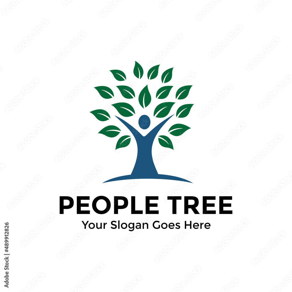 people tree logo design vector illustration Stock Vector | Adobe Stock