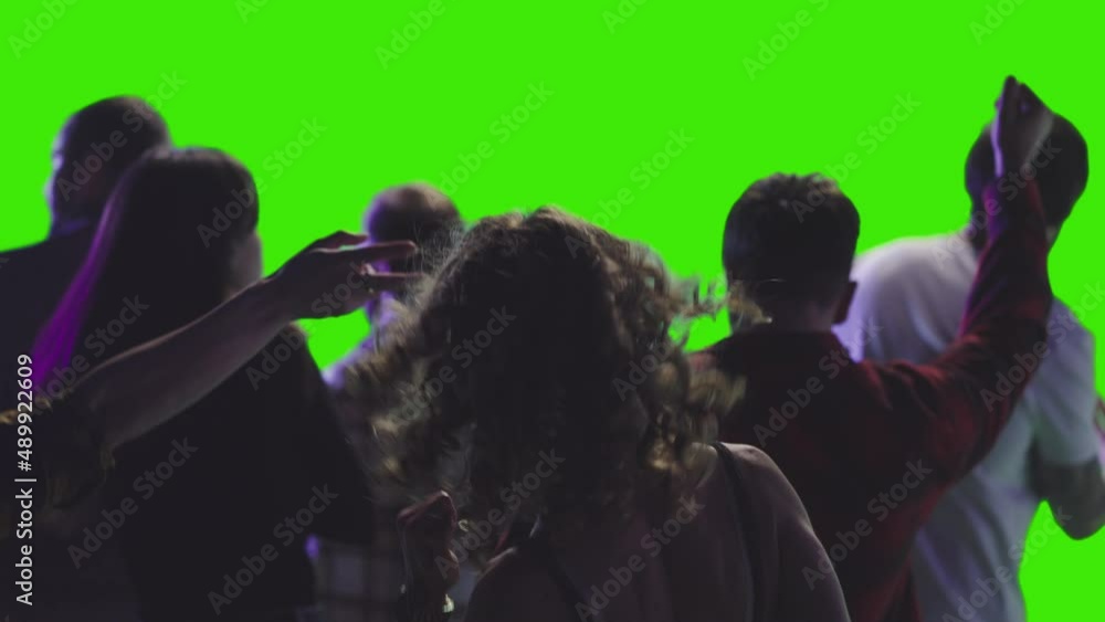 A bunch of teenagers are dancing together in a disco greenscreen Stock ...
