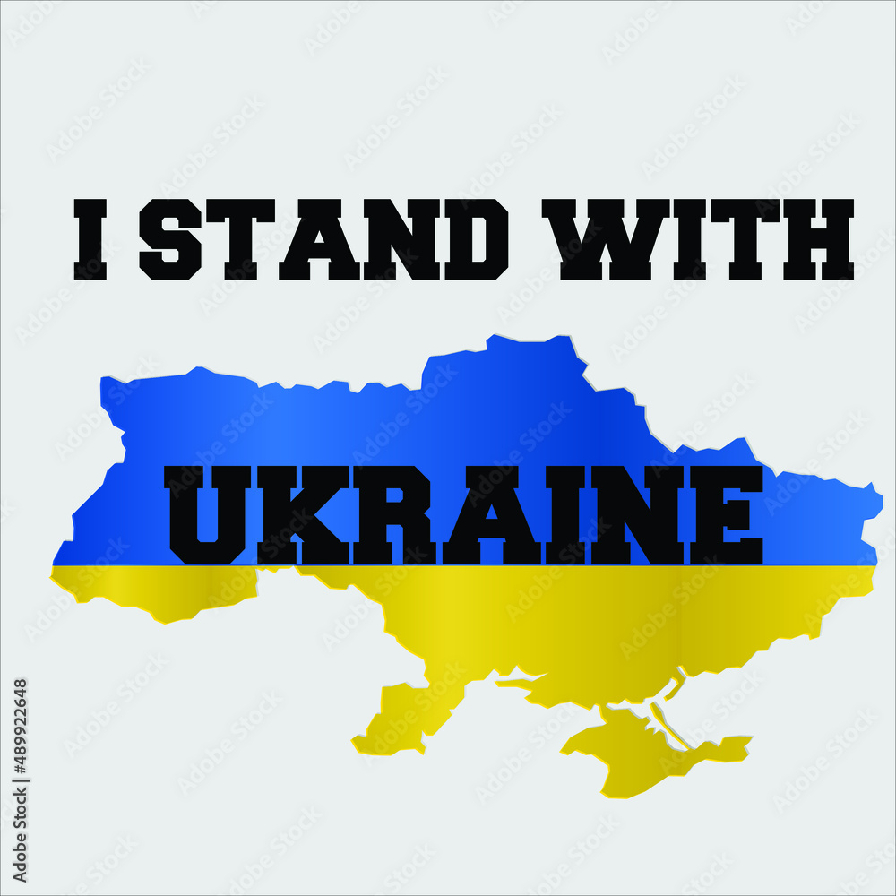 I Stand With Ukraine map Flag, Stop War campaign. support Ukraine SOS ...