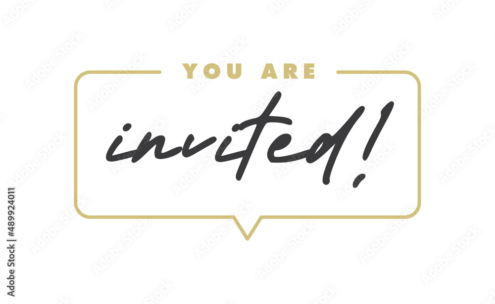 You're invited! Elegant black calligraphy. Hand drawn vector linear ...