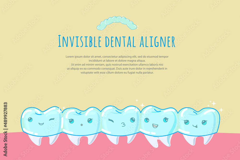 Cute tooth cartoon vector. Invisible dental aligner concept ...