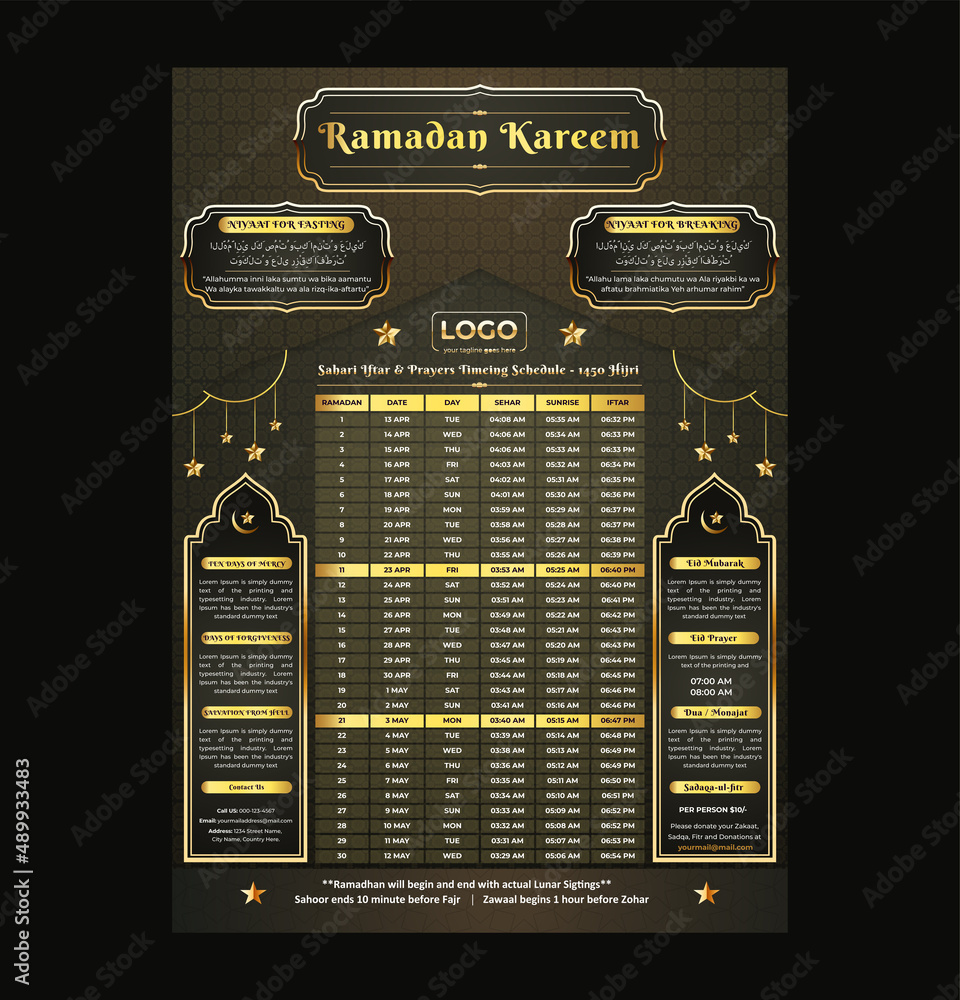 Vetor de Ramadan Kareem Fasting and Prayer time Guide. Ramadan Calendar ...