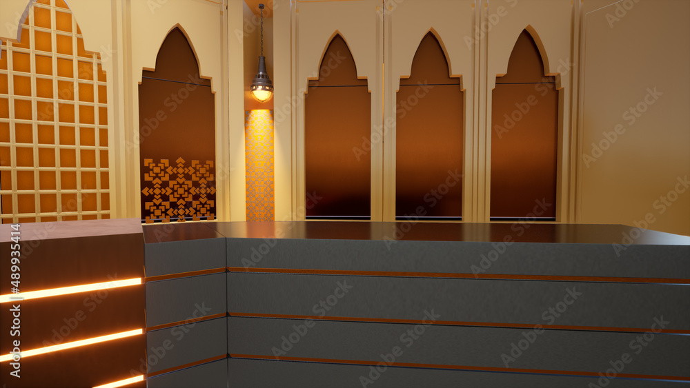 The luxurious Islamic studio, Studio Background, 3d illustration Stock ...