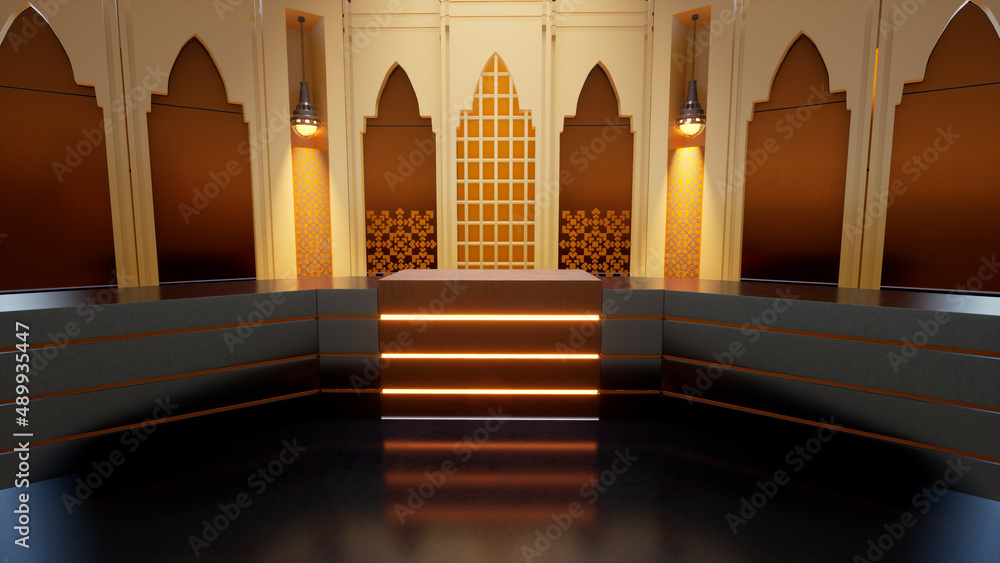 The luxurious Islamic studio, Studio Background, 3d illustration Stock ...