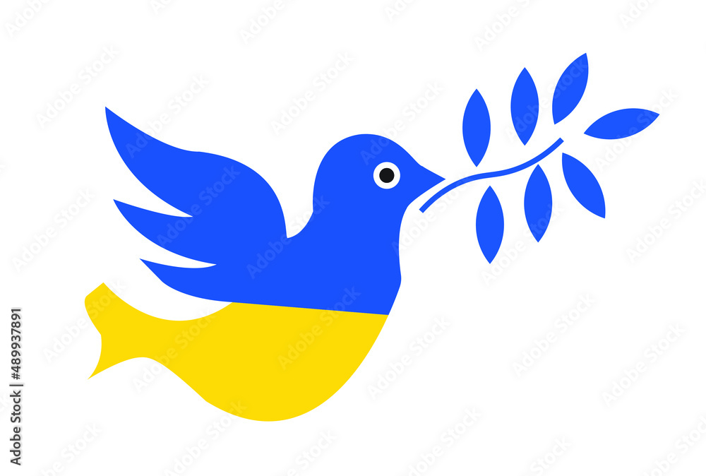 Flying bird as a symbol of peace. Support Ukraine. No war sign. Simple ...