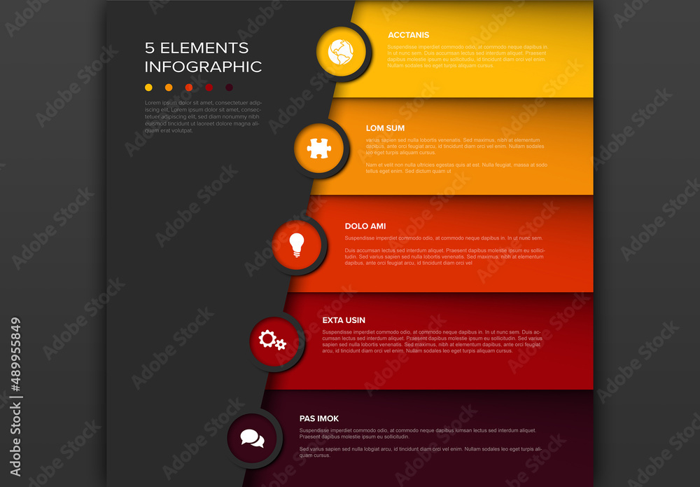 Five Red Steps Elements Blocks Layout Stock Template | Adobe Stock