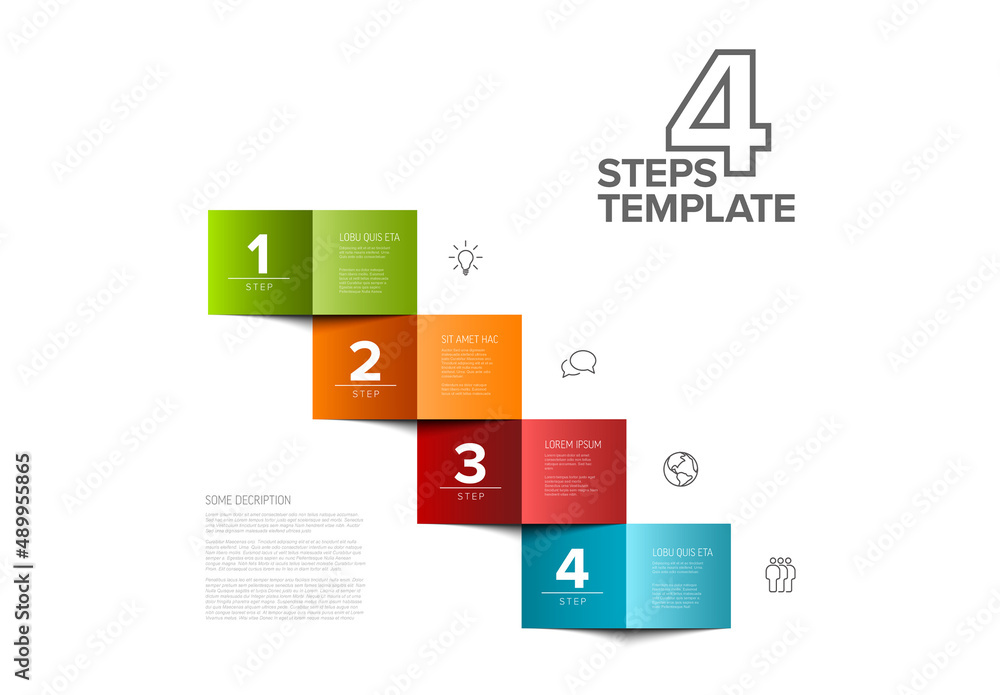 Four Simple Colorful Folded Paper Steps Process Infographic Layout ...