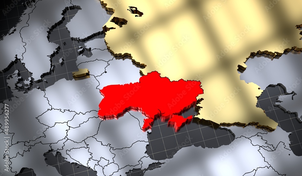 Russia and Ukraine map - 3D illustration Stock Illustration | Adobe Stock