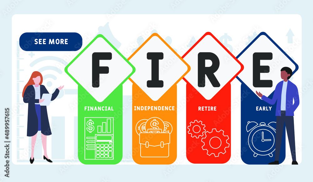 FIRE - financial independence, retire early acronym. business concept ...