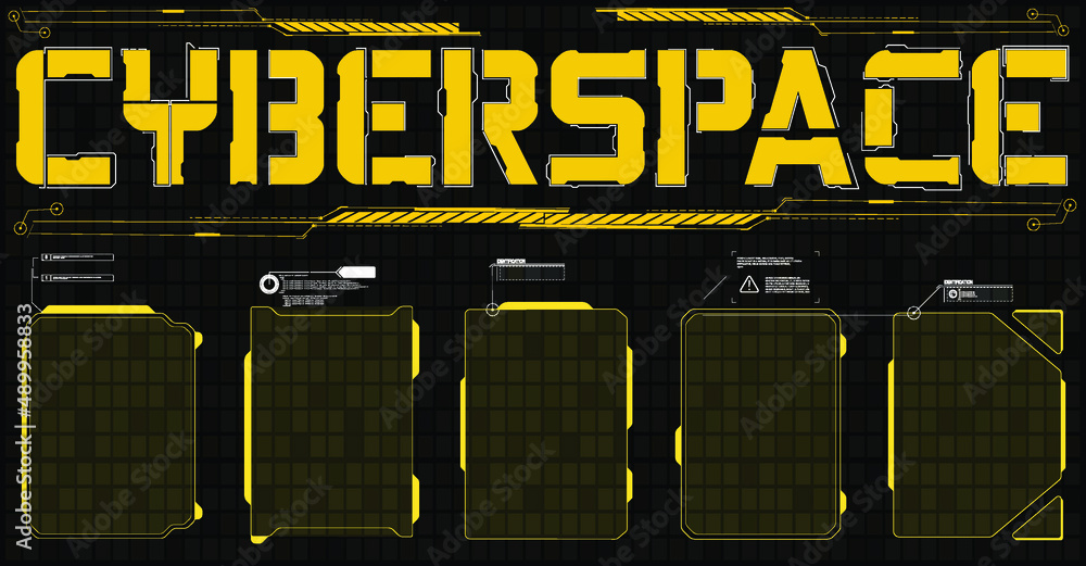 Digital design elements hud style. Trendy 2022 shapes in cyberpunk ...
