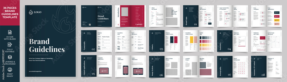 Brand Guideline Template, Simple style and modern layout Brand Style ...