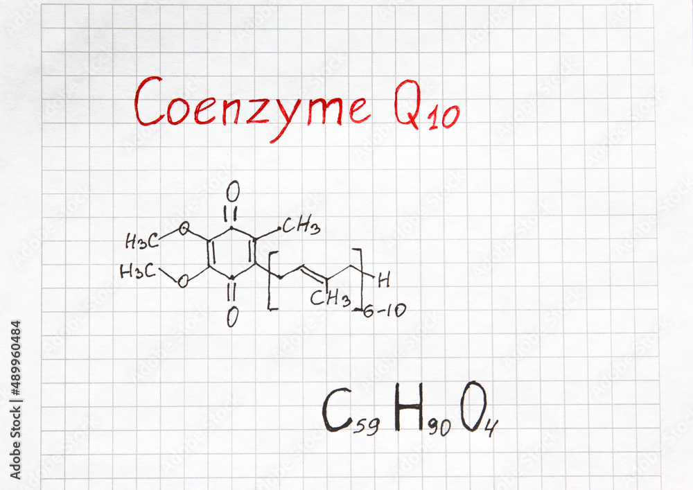 Chemical formula of Coenzyme Q10. Useful vitamin quinone for cells ...