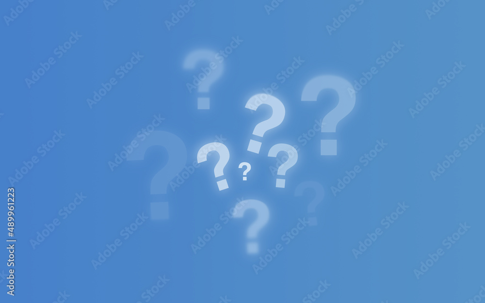 various sized and aligned question marks against a blue gradient ...