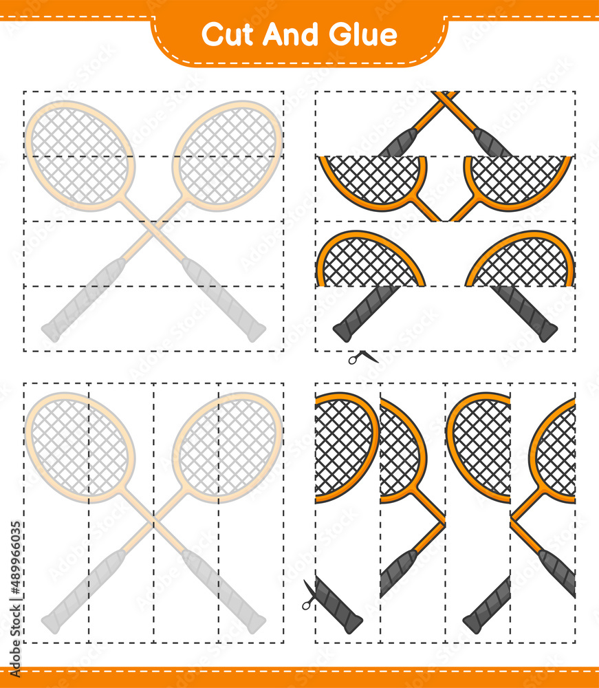 Cut and glue, cut parts of Badminton Rackets and glue them. Educational ...