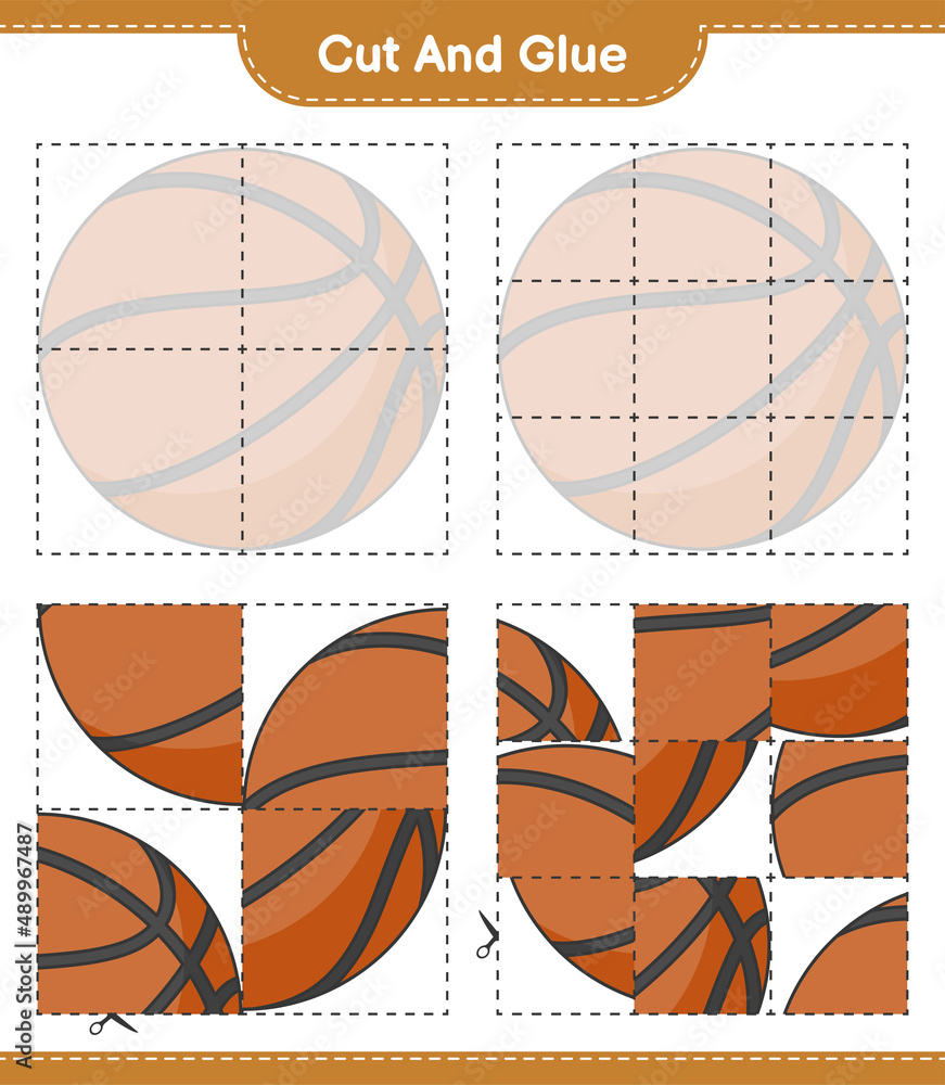Cut and glue, cut parts of Basketball and glue them. Educational ...