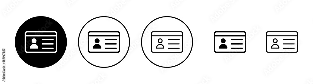 License icons set. ID card icon. driver license, staff identification ...