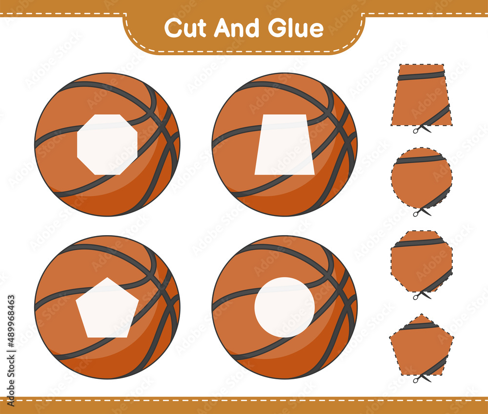 Cut and glue, cut parts of Basketball and glue them. Educational ...