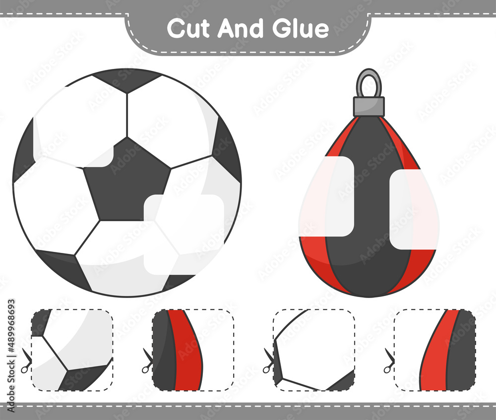 Cut and glue, cut parts of Soccer Ball, Punching Bag and glue them ...