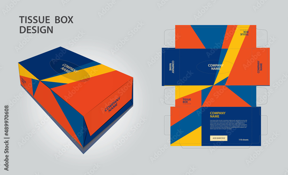 Vecteur Stock Tissue box Design polygon creative background, Box Mock ...