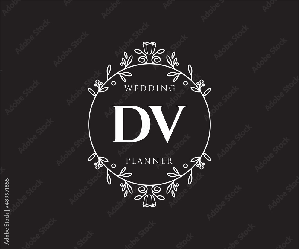DV Initials letter Wedding monogram logos collection, hand drawn modern ...