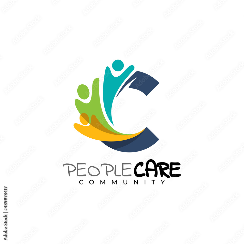 C logo and people care design template, charity icon Stock Vector ...