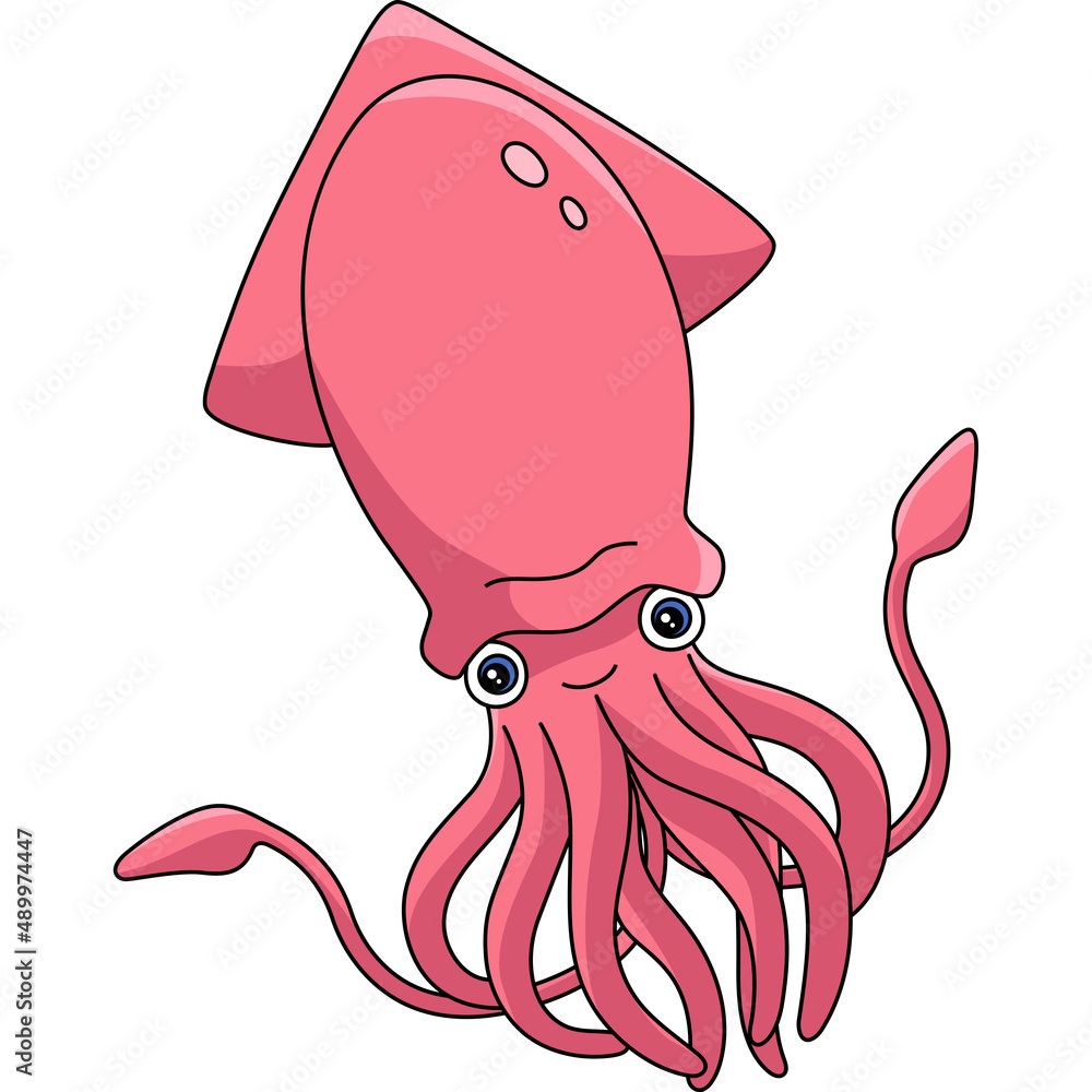 Giant Squid Cartoon Colored Clipart Illustration Stock Vector | Adobe Stock