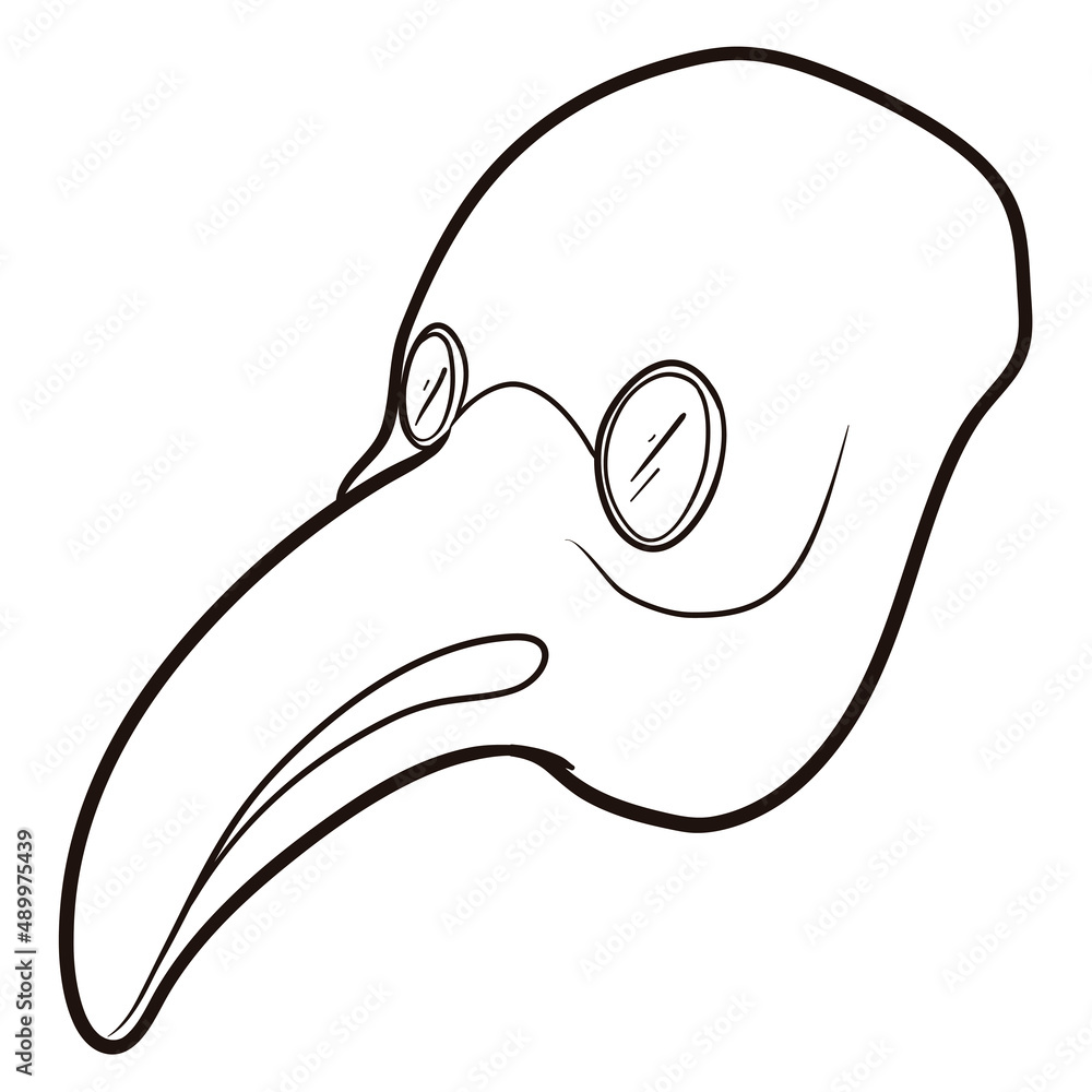 Iconic Plague Doctor mask in outline style to coloring, Vector ...