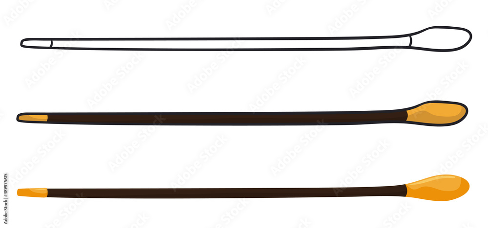 Set with elegant batons in outlines and cartoon style, Vector ...