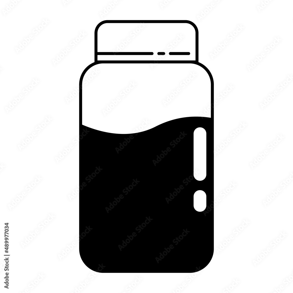 Jar with liquid inside icon flat vector illustration for element ...