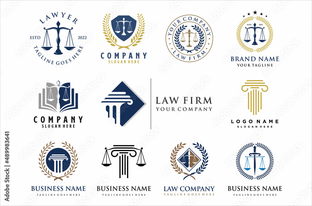 set of Attorney and law logo.Modern design.Abstract style.Vector ...