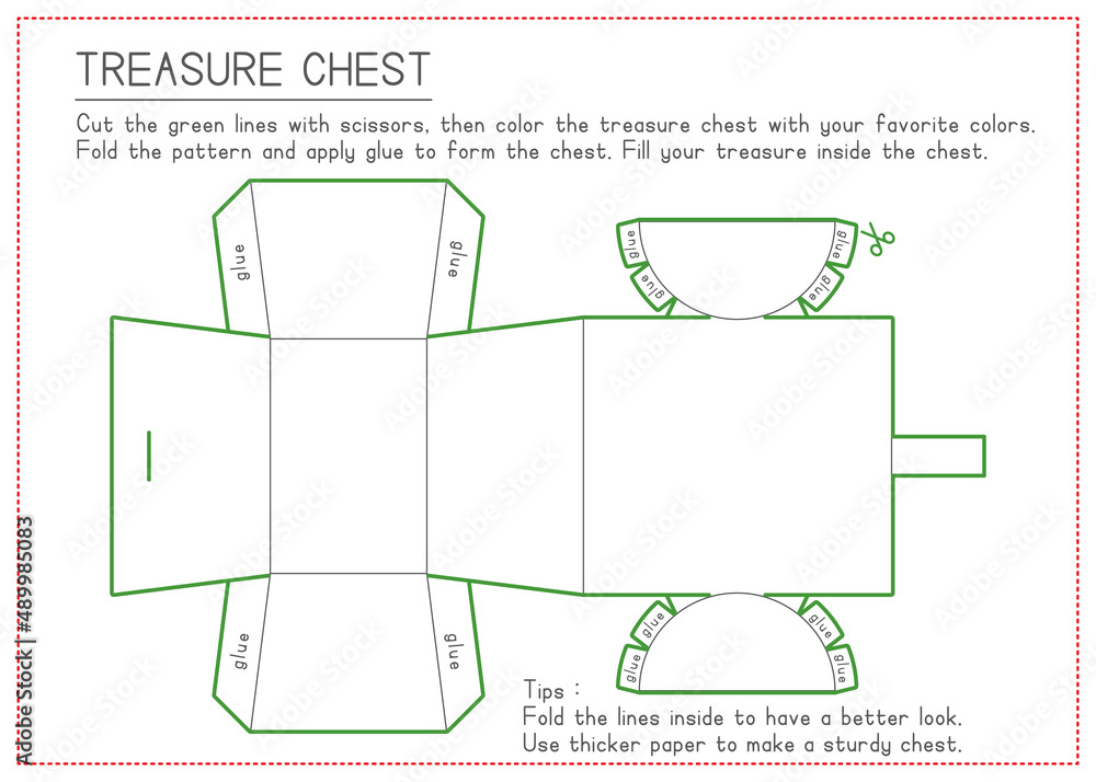 Poster Children Learning Printable - Cutting and Folding Treasure Chest ...