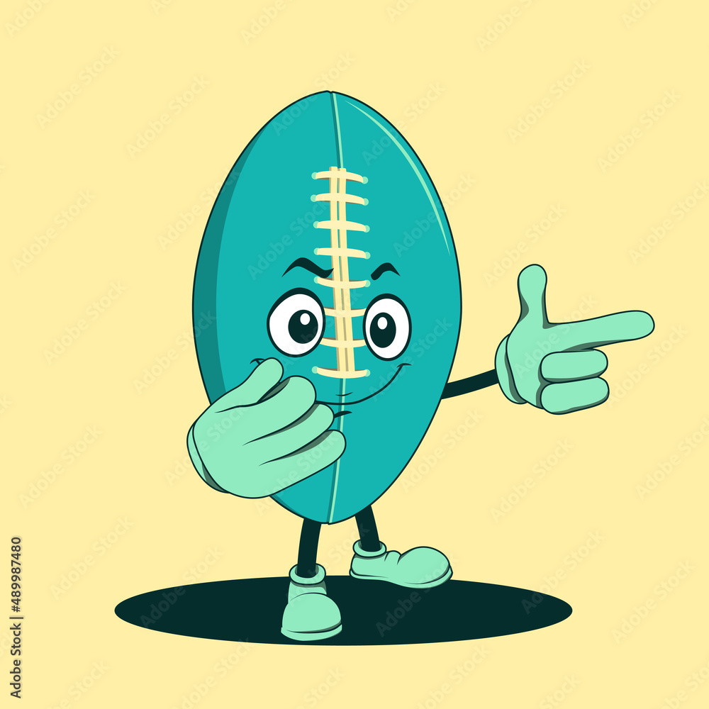 Football cartoon character with facial expressions. Happy expression ...