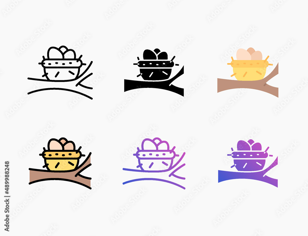 Nest icon set with different styles. Style line, outline, flat, glyph ...