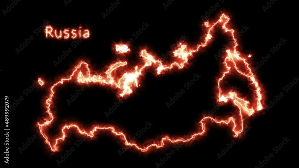 seamless loop Russia map on fire effect animation Stock Video | Adobe Stock