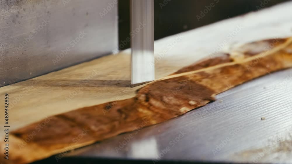 sawmill cutting. Processing and sawing timber at a sawmill. Industrial ...