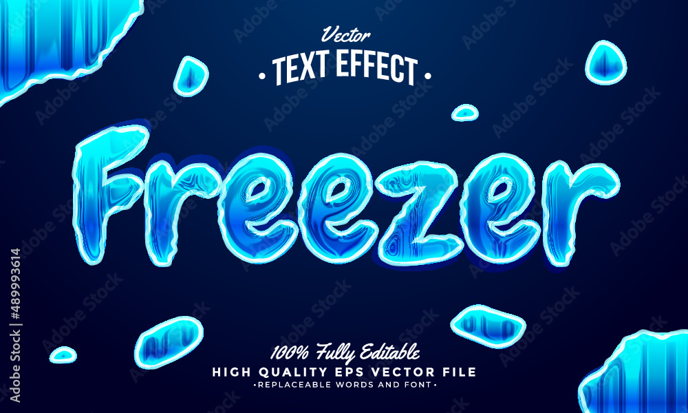 Freeze Blue Liquid Editable Modern Text Effect Vector Files Stock ...