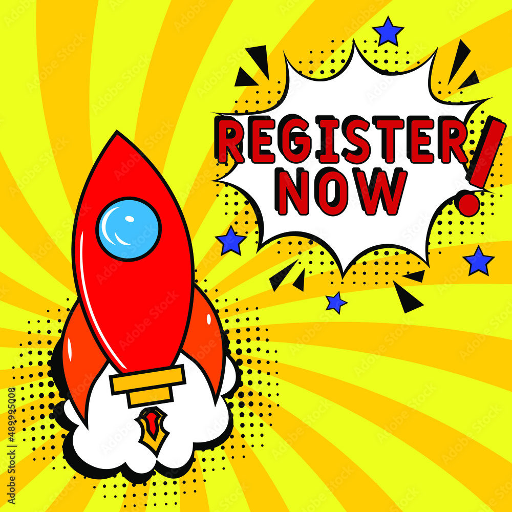 explosion with text Register now vector banner. Free registration ...