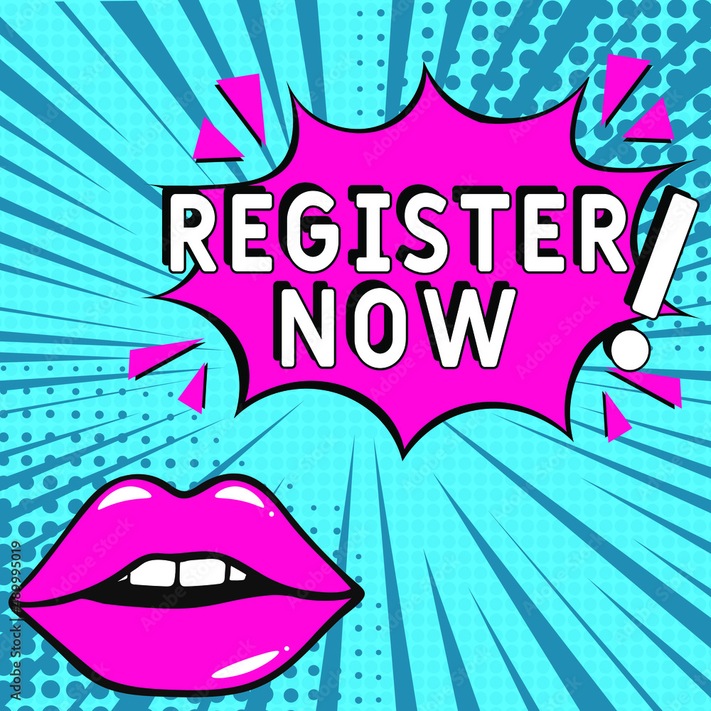 explosion with text Register now vector banner. Free registration ...
