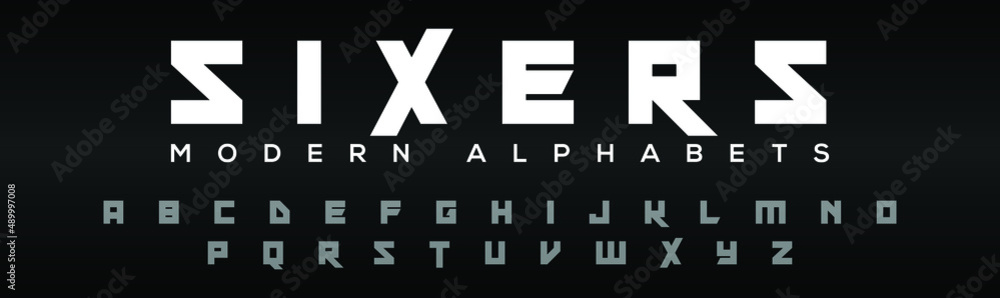 Vetor do Stock: SIXERS Minimal Modern Tech Alphabet Letter Fonts ...