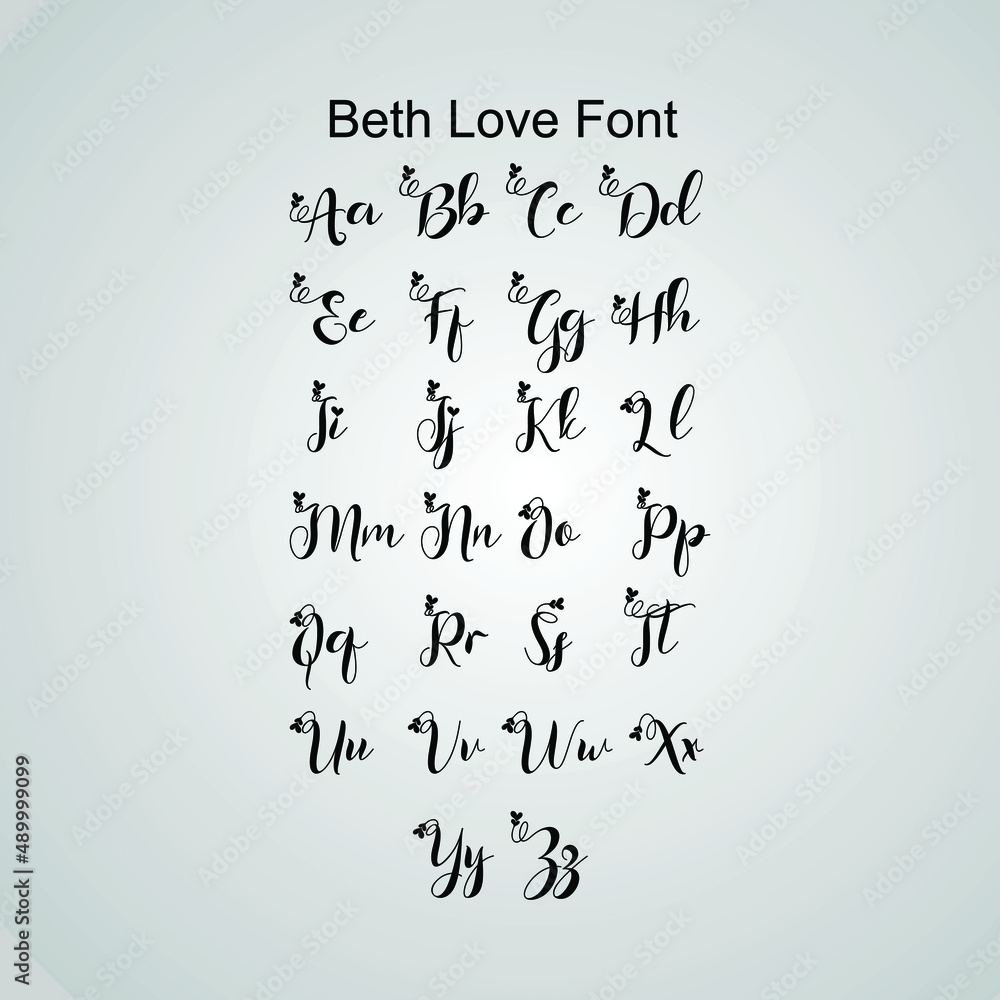 Handwritten lettering vector Beth Love font alphabet.Vector hand ...