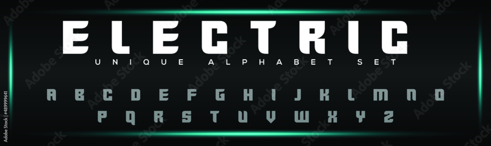 ELECTRIC Minimal classic tech sports letter set design. Modern minimal ...