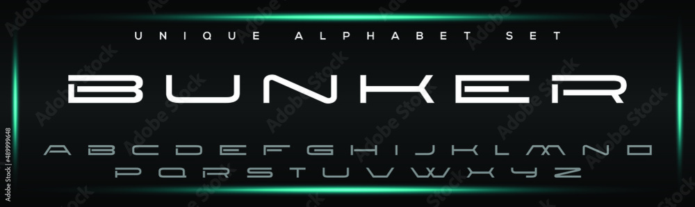 BUNKER Minimal classic tech sports letter set design. Modern minimal ...