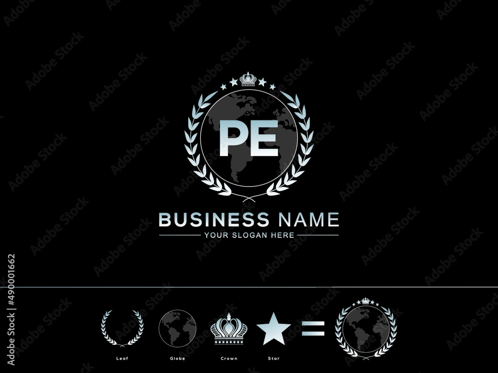 Vetor de Letter PE Logo, Monogram pe Emblem Style Vector Logo Icon with ...
