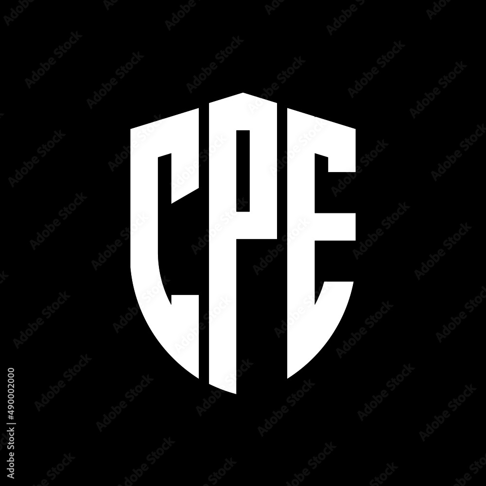 CPE letter logo design. CPE modern letter logo with black background ...
