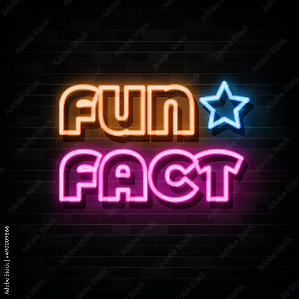 Fun and Fact Neon Signs Vector. Design Template Neon Style Stock Vector ...