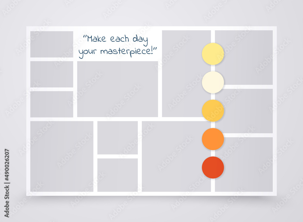 Photo collage. Moodboard template. Pictures grid. Mosaic frames. Mood ...