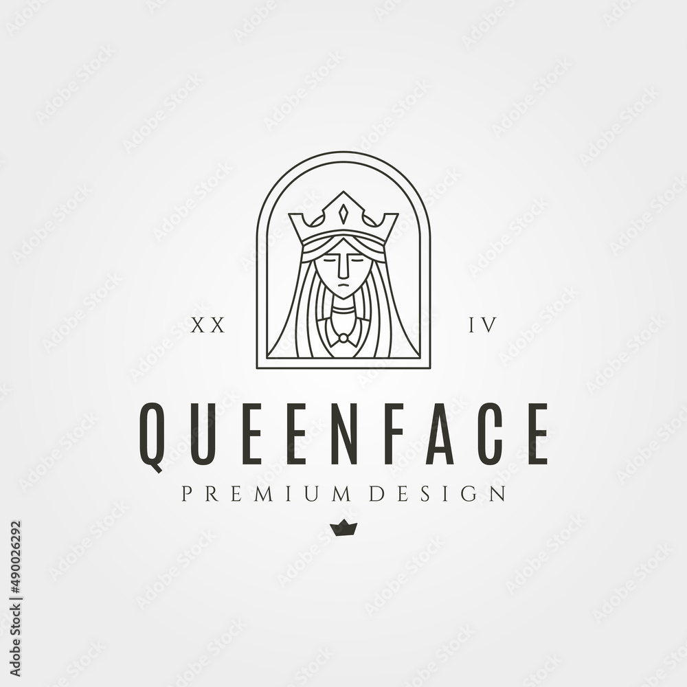 queen face logo vector line art minimalism illustration design, goddess ...